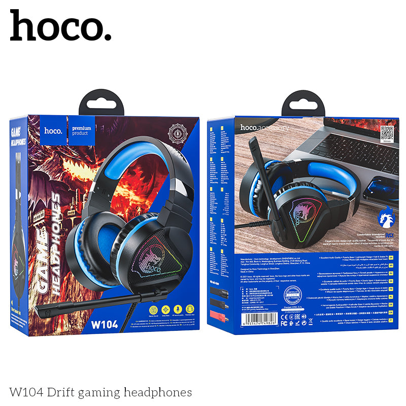 Mobile Direct Australia | HOCO W104 Wired Gaming Headphones with Mic - Blue