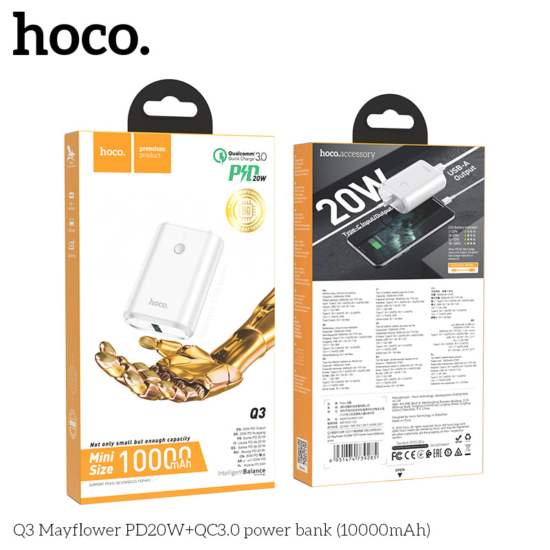 HOCO Q3 Mini Power Bank (10000mAh) - White