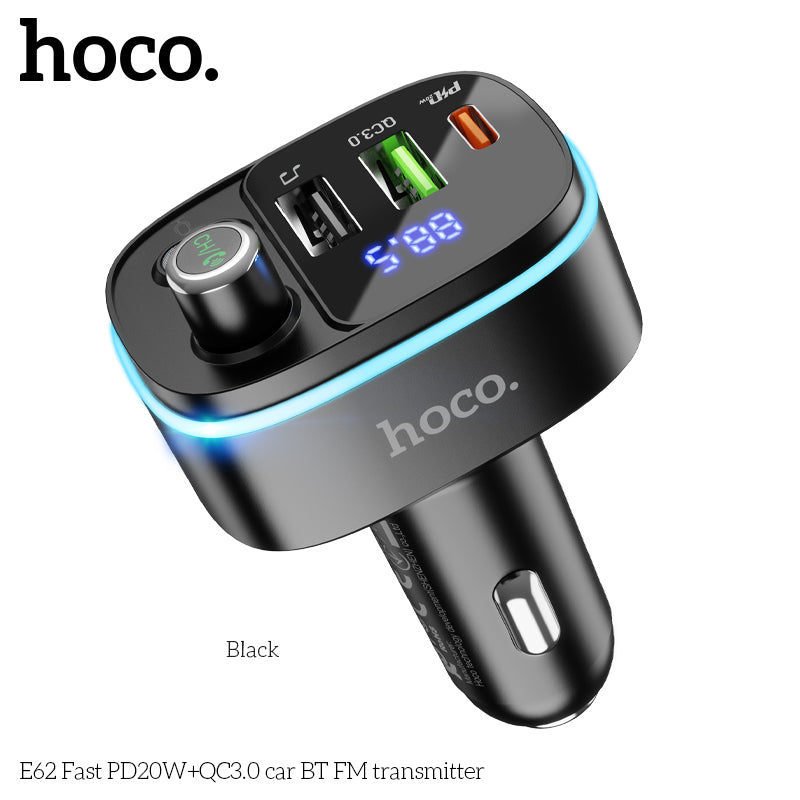 HOCO E62 Wireless FM Transmitter withPD20W+ Qc3.0 Fast Car Charger ...